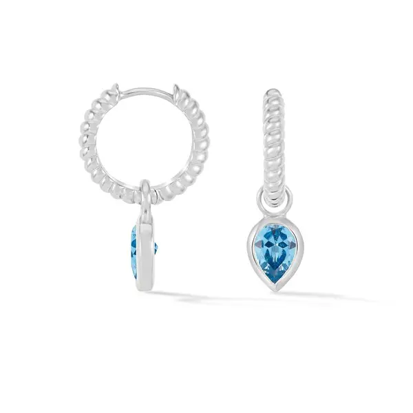 DOWER & HALL Sterling Silver Blue Topaz Twist Huggie Charm Hoop Earrings - Silver/blue