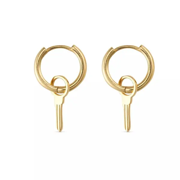 ELK & BLOOM Key Hoop Earrings - Gold