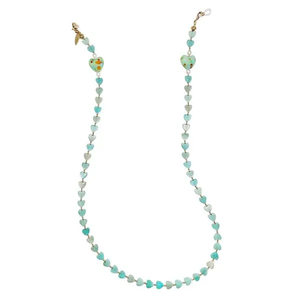 FARRA Heart-shaped Amazonite Eyeglass Chain - Green