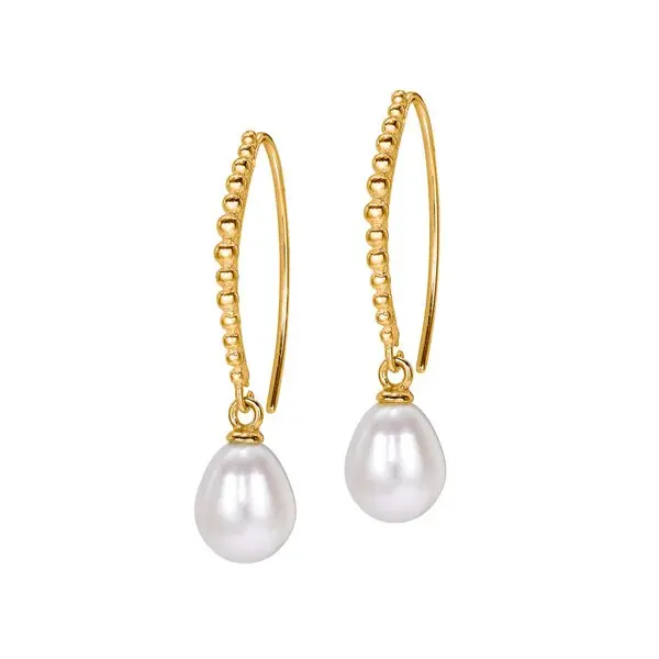 DOWER & HALL White Pearl Dotty Drop Earrings - Gold
