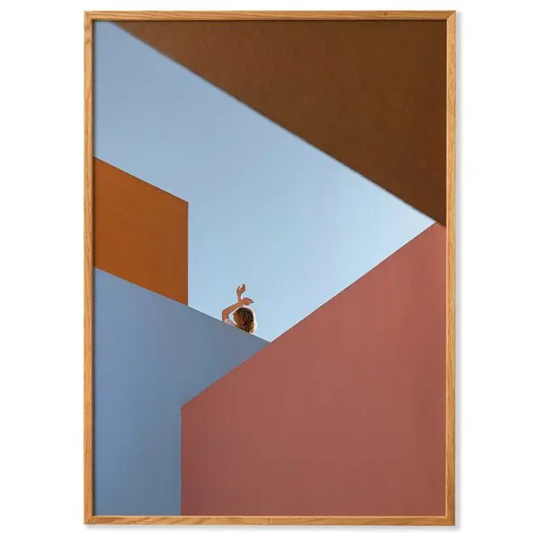 PAPER COLLECTIVE Blue / Brown / Pink Angular Afternoon Art Print - Blue/brown/pink