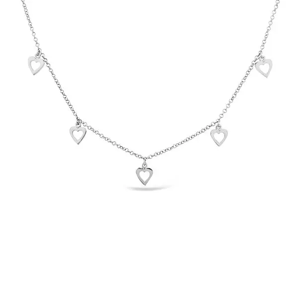 LUTIRO Five Dangling Open Hearts Necklace