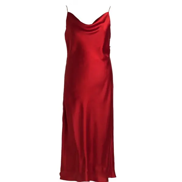 MIONÈ Midi Silk Slip Dress - Red