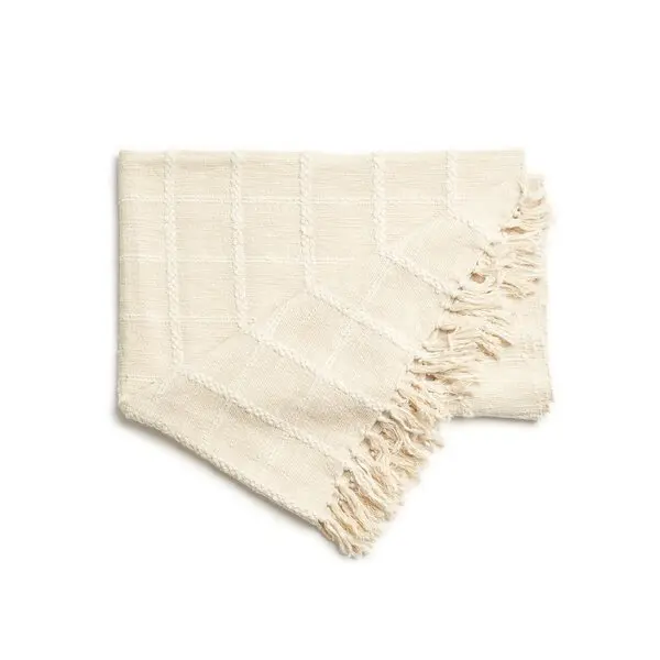 STUDIO VARIOUSLY Sea Shell Textured Checks Handloom Throw - White