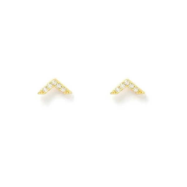 ARMS OF EVE Arrow & Zircon Stud Earrings - Gold