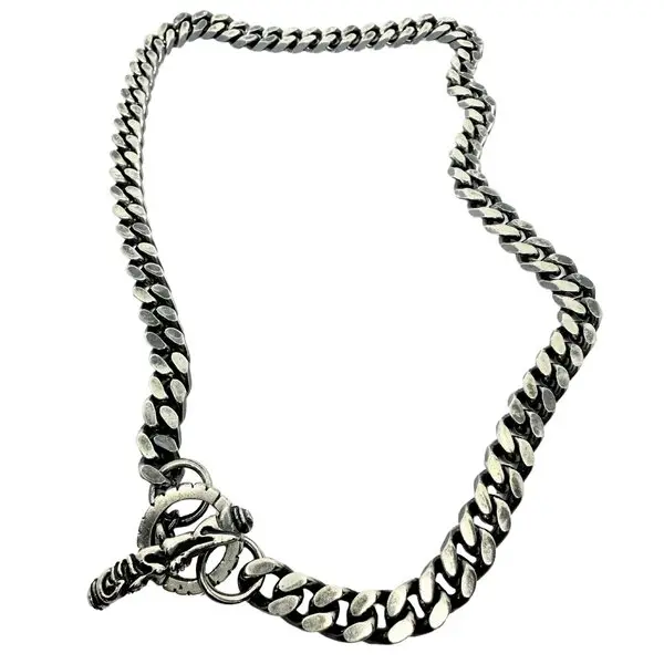 TG-JEWELLERY BY TAMARA GERVASIO Sterling Silver Celtic Dog Curb Chain Necklace - Black/silver
