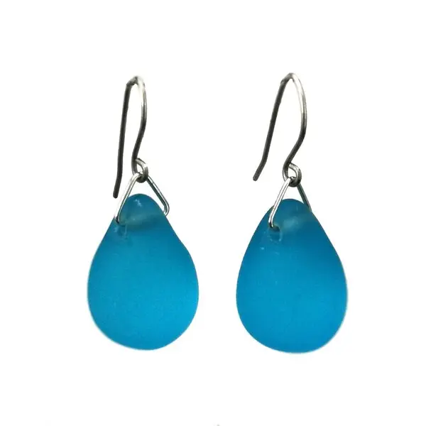 LAURA DAILI Glass Drop Earrings - Blue/silver