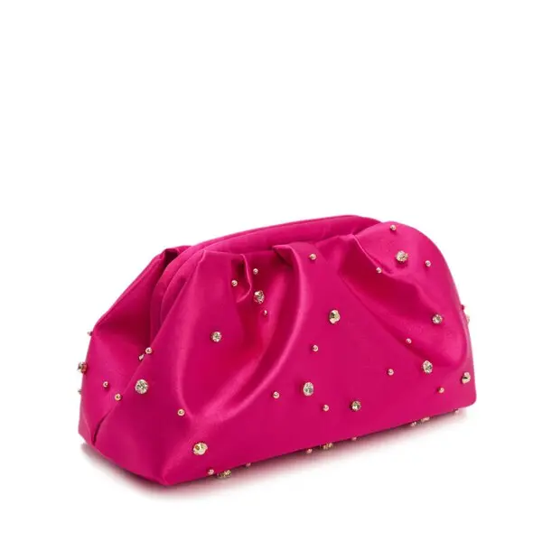 D’lueur Atelier Satin Clutch With Swarovski Stones