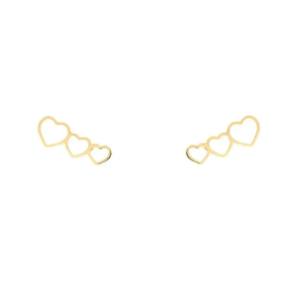 SOLIO JEWELLERY Triple Heart Stud Earrings - Gold/yellow