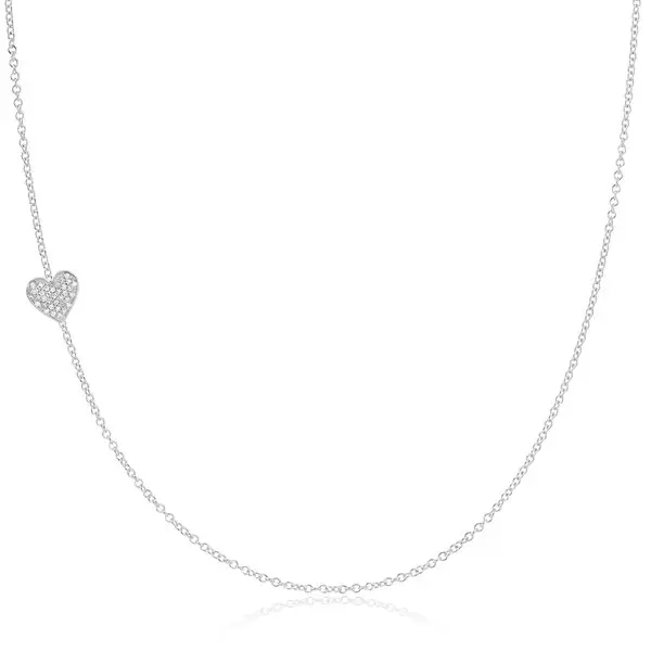 Maya Brenner Designs 14k Gold Charm Necklace With Pavé Diamond Heart - White