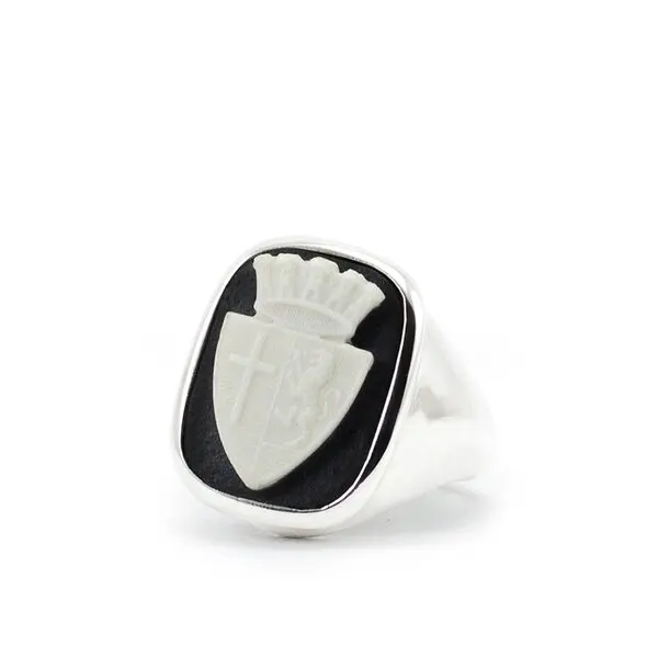 VINTOUCH ITALY Insignia Cameo Signet Ring - Silver