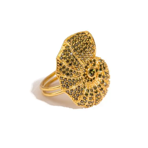 EBRU JEWELRY Mystic Shell Gold Adjustable Chunky Ring - Gold/black