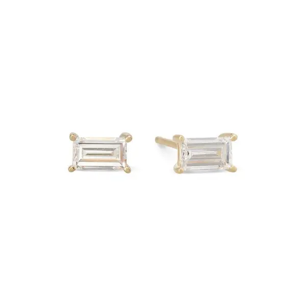 DOLCETTO DESIGNS Lab Grown Diamond Baguette Stud Earrings - Gold