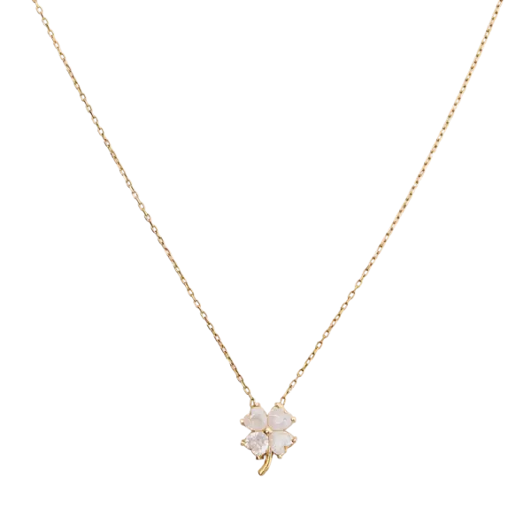 SPERO LONDON Four Leaf Clover Pendant Necklace - Gold/white
