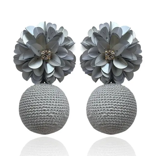 PINAR OZEVLAT Blossom Bonbons Satin Earrings - Silver