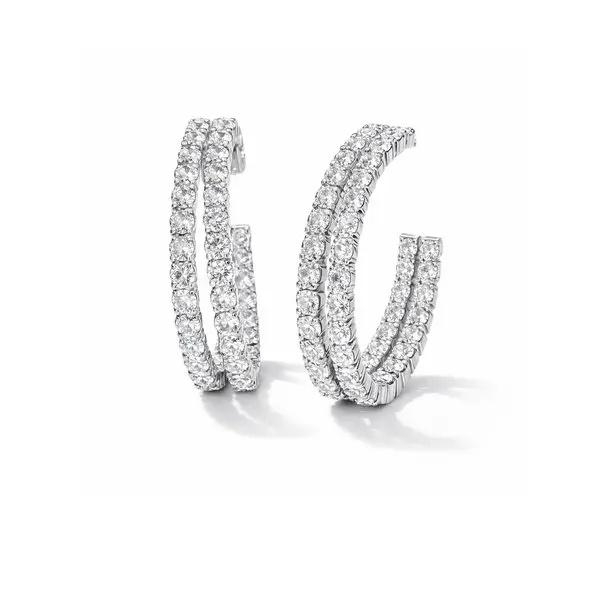 MAISON DE GALA Crystal Hoop Earrings - Silver