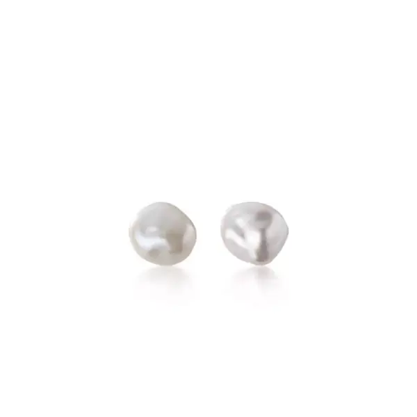 SPERO LONDON Baroque Pearl Stud Earrings - Silver