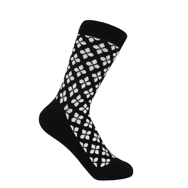 PEPER HAROW - MADE IN ENGLAND Clover Patterned Socks - Black