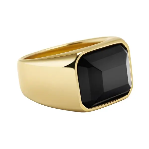 NIALAYA JEWELRY Gold Signet Ring With Black Zircon - Gold/black