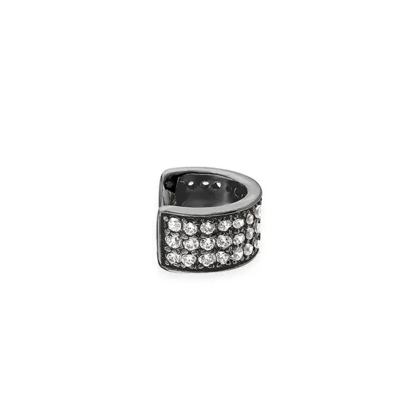 SALLY SKOUFIS Destiny Ear Cuff With Diamond Simulant - Black/white