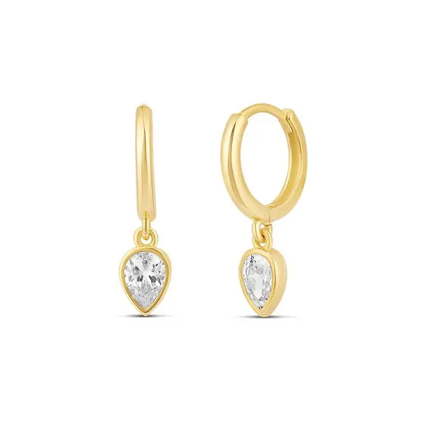 SHYMI Bezel Pear Drop Earrings - Gold