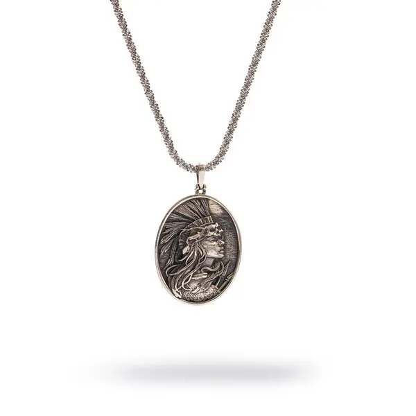 EBRU JEWELRY Warrior Goddess Medallion Necklace - Silver