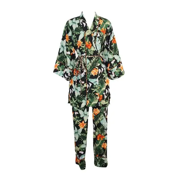 JENNAFER GRACE Green / Black Midnight Jungle Paglama Set - Green/black