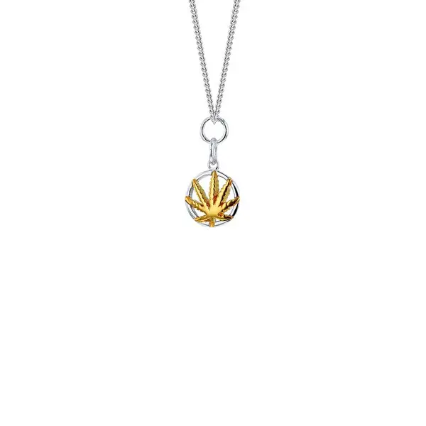 TRUE ROCKS Sterling & 18kt Gold Plated Happy Leaf Pendant Necklace - Silver
