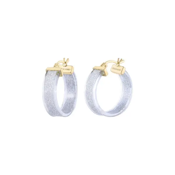 GOLD & HONEY Wide Glitter Hoop Earrings - Silver