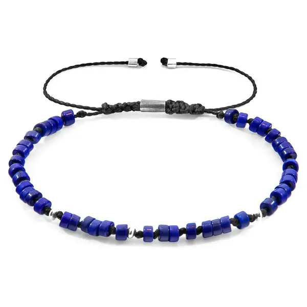 ANCHOR & CREW Turquoise Stone Skinny Macrame Bracelet - Blue