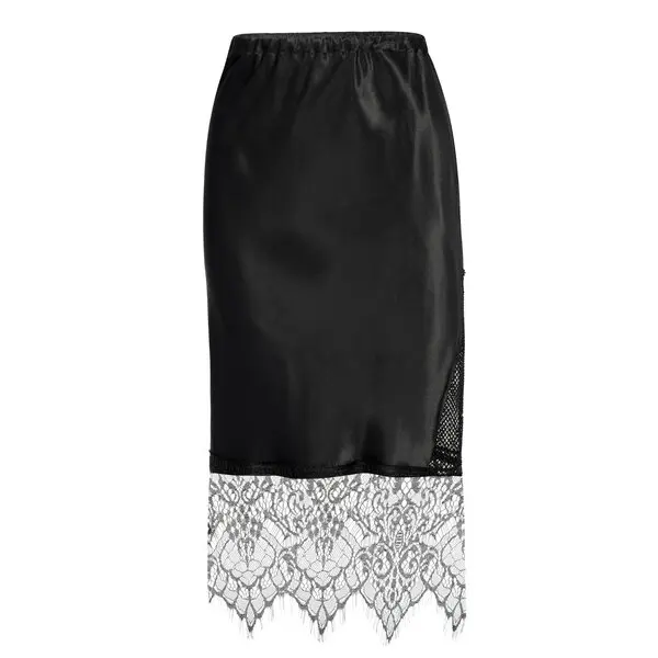 LAHIVE Hematite Lace Trimmed Bias Skirt