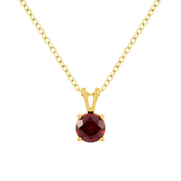 AVIR NEW YORK 14k Yellow Gold Garnet Pendant Necklace - Red