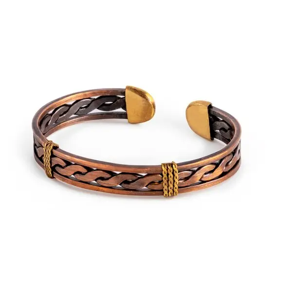 ANATOLIACRAFT Braided Copper And Brass Cuff Bracelet - Brown