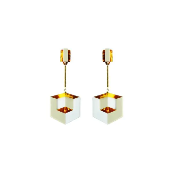 GISSA BICALHO Double Cube Acrylic Earrings - Brown
