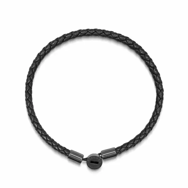 NIALAYA JEWELRY Braided Leather Bracelet - Black