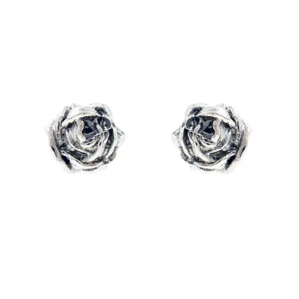 LEE RENEE Rose Stud Earrings - Silver