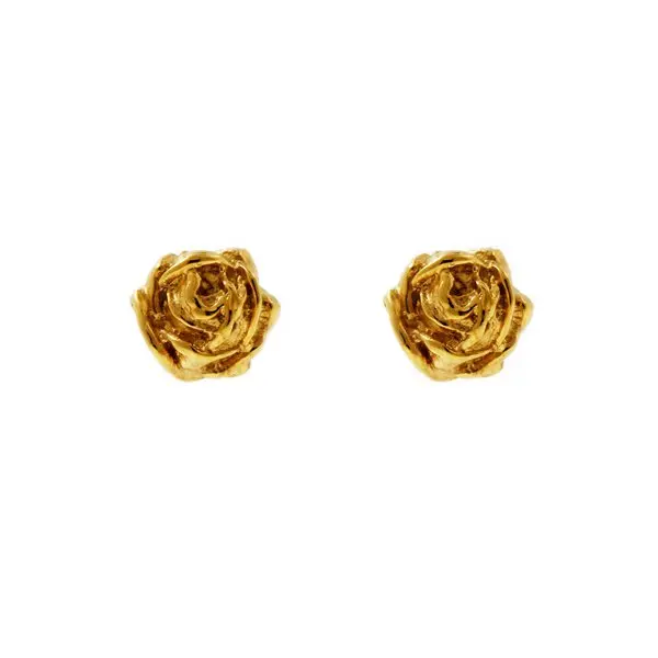 LEE RENEE Tiny Rose Stud Earrings - Gold