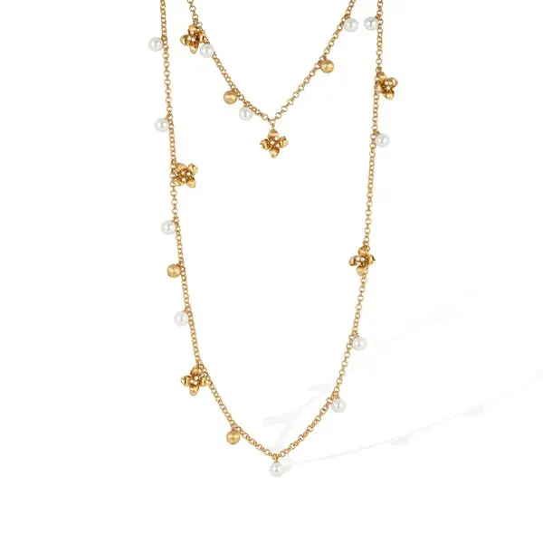 RETRO CHIC Blossom Chain Necklace - Gold/white