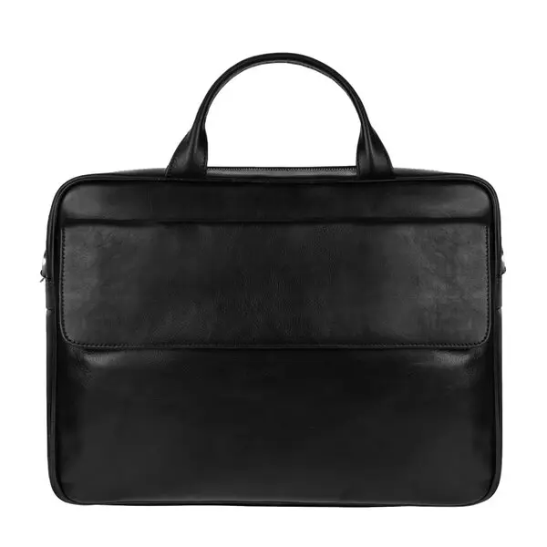 TIME RESISTANCE Leather Briefcase Laptop Bag - Black
