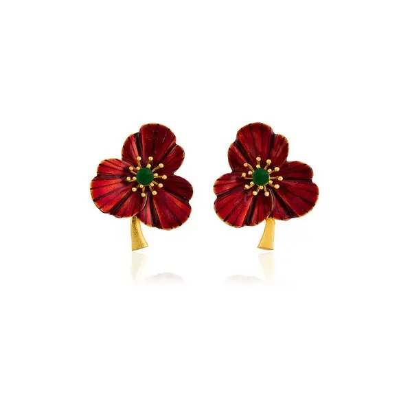 MILOU JEWELRY Three-leafed Clover Earrings - Red