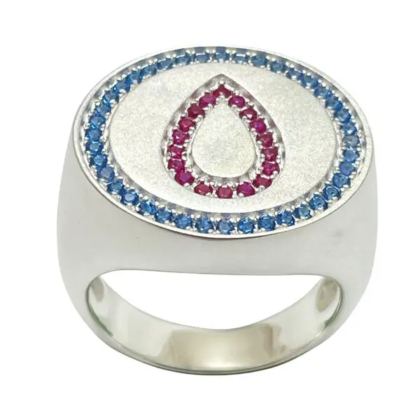 DOROTA LASAK Sweet Blood Sterling Silver Ring - Blue/pink/silver