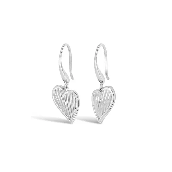 DOWER & HALL Sterling Humbug Heart Drop Earrings - Silver