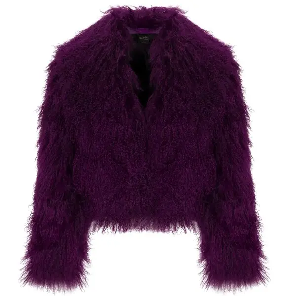 BLACK CAKE Mongolian Fur Jacket - Red