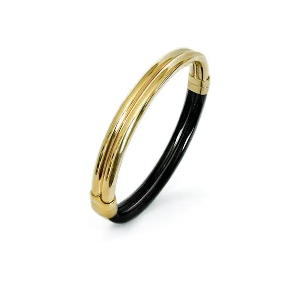 GOLD & HONEY Black Ridge Lucite Hinge Bangle - Gold/black