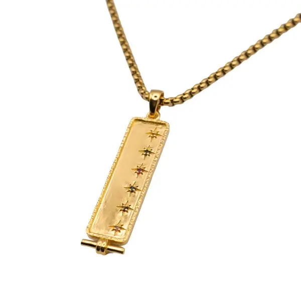 ISOLATED JEWELLERY Celestial Bar Gemstone Pendant Necklace - Gold