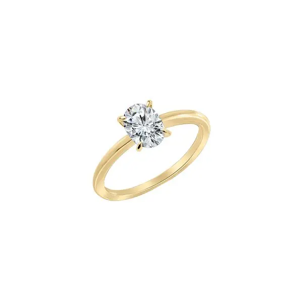 DIAMONBLISS Embellished Swarovski Stone Gold Plated Sterling Silver Solitaire Oval Cut Ring - Yellow