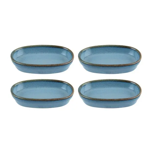 Turgla Home Sky Oval Porcelain Platter Set Of Four - Blue