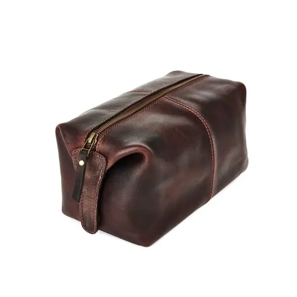 VIDA VIDA Leather Wash Bag - Brown