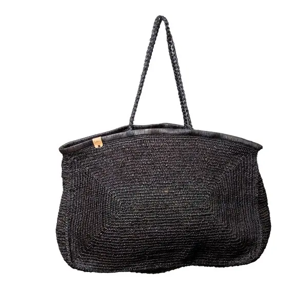ZANATANY CONCEPTS Clipa Raffia Tote Bag - Black