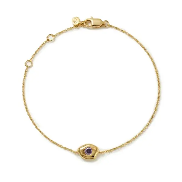 ARCTIC FOX & CO. Birthstone Bracelet In Gold Vermeil - Gold/purple